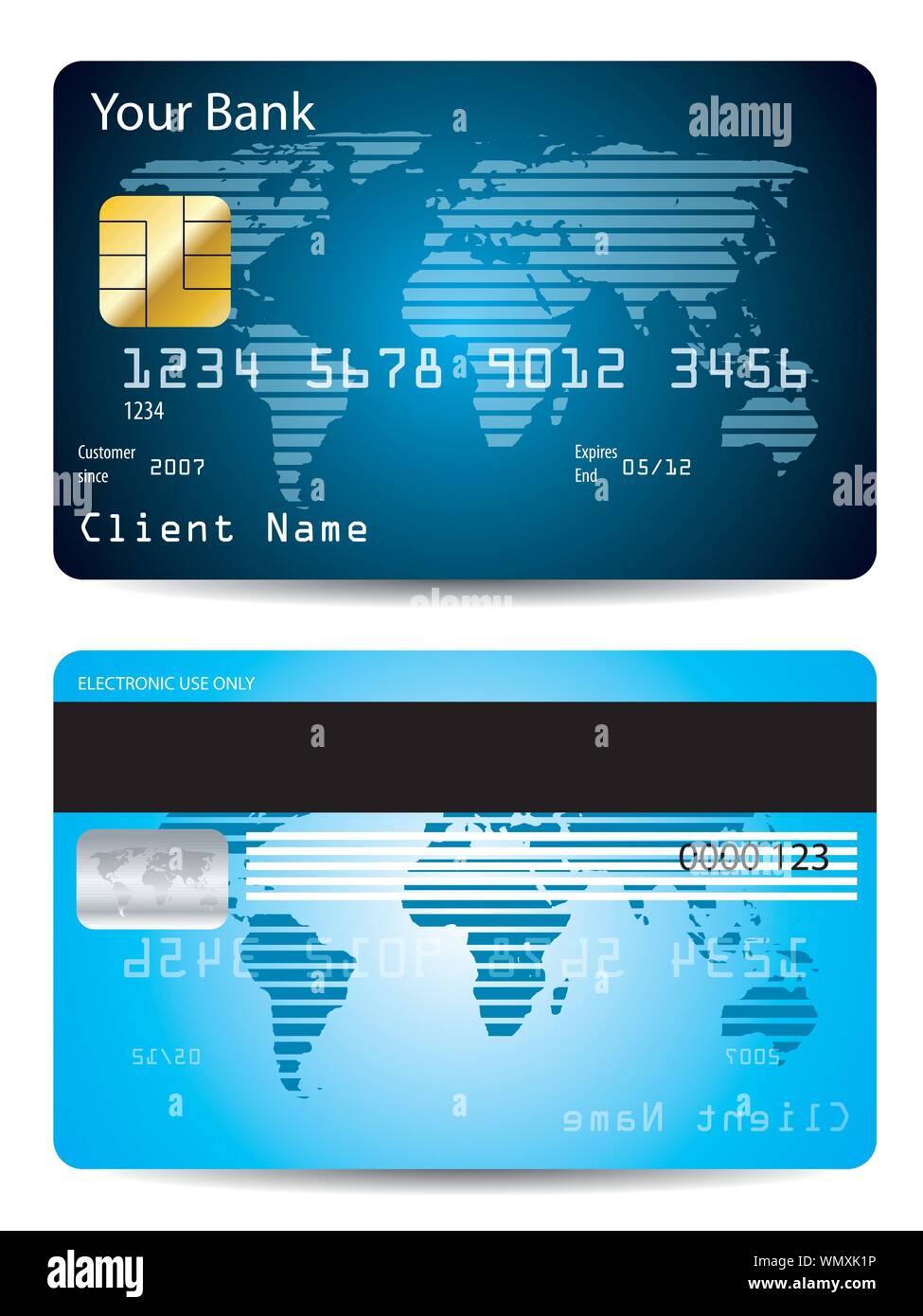 Striped world map credit card design Stock Vector Image & Art - Alamy