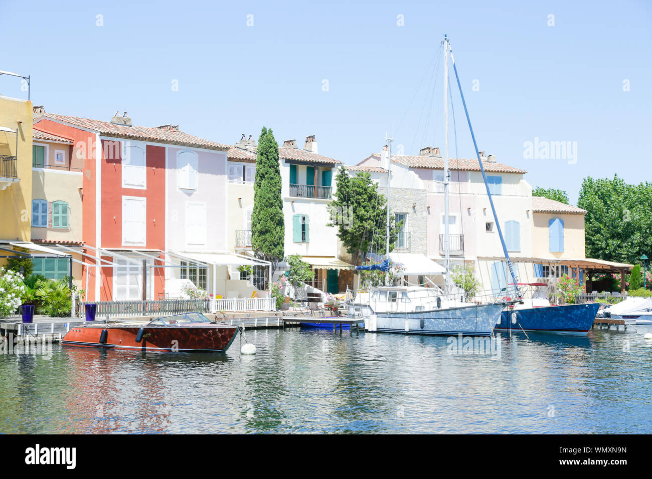 Port Grimaud, well known as the Venice of Provence for its channels, in ...
