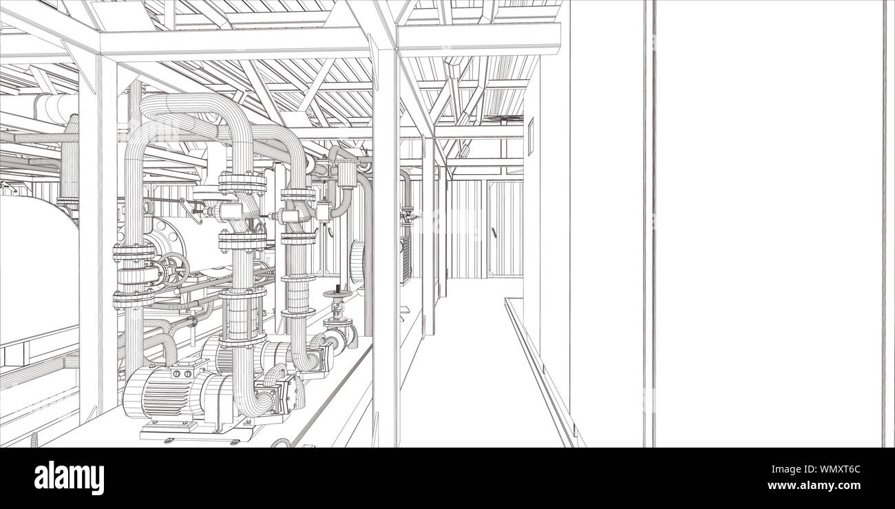 Industrial equipment. Wire-frame 3d render Stock Vector Image & Art - Alamy