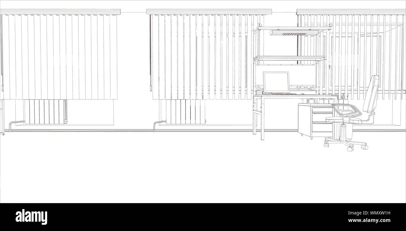 Room. Computer table, chair and window Stock Vector Image & Art - Alamy