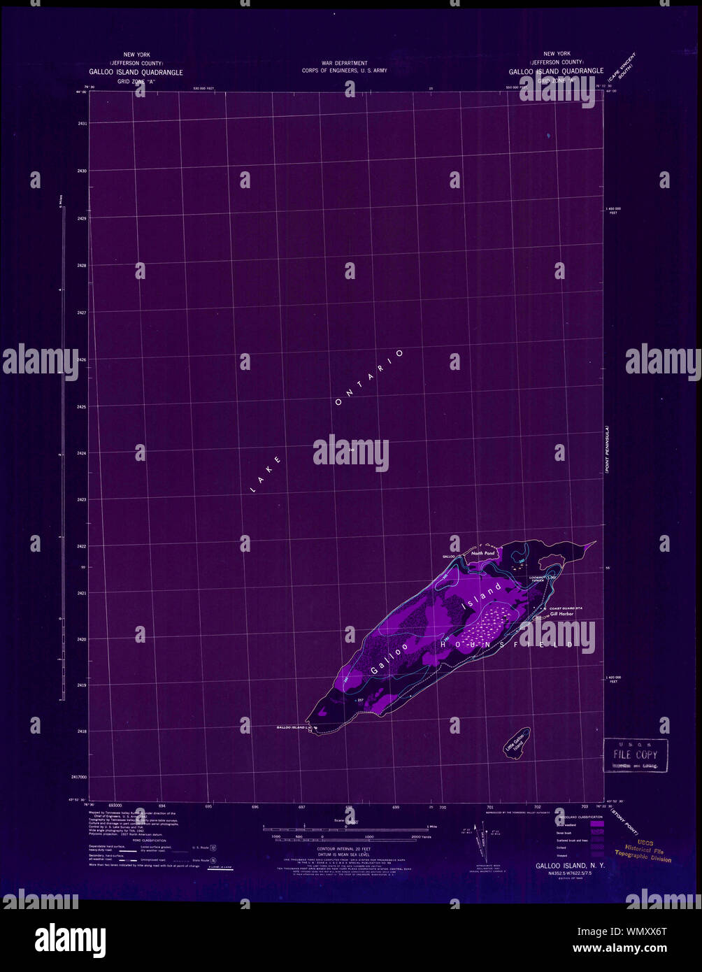 New York NY Galloo Island 138092 1942 31680 Inverted Restoration Stock ...