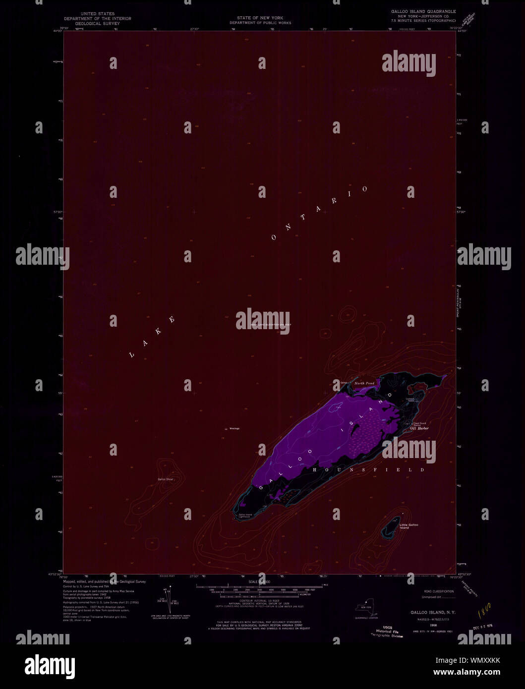 New York NY Galloo Island 138095 1958 24000 Inverted Restoration Stock ...