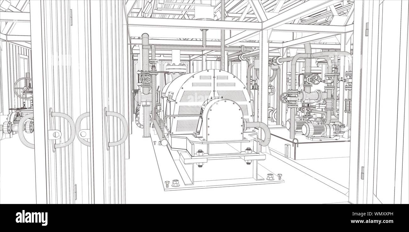 Industrial equipment. Wire-frame 3d render Stock Vector Image & Art - Alamy