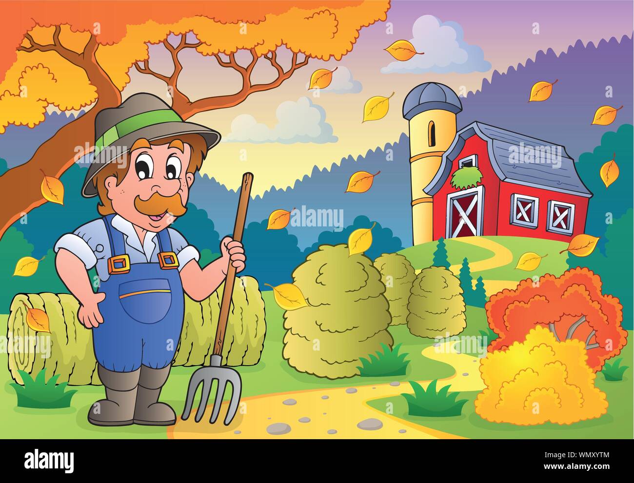 Farmer autumn farmyard Stock Vector Images - Alamy