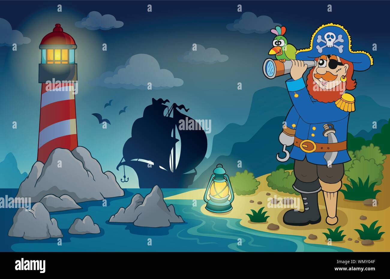 Lighthouse with pirate theme 3 Stock Vector Image & Art - Alamy