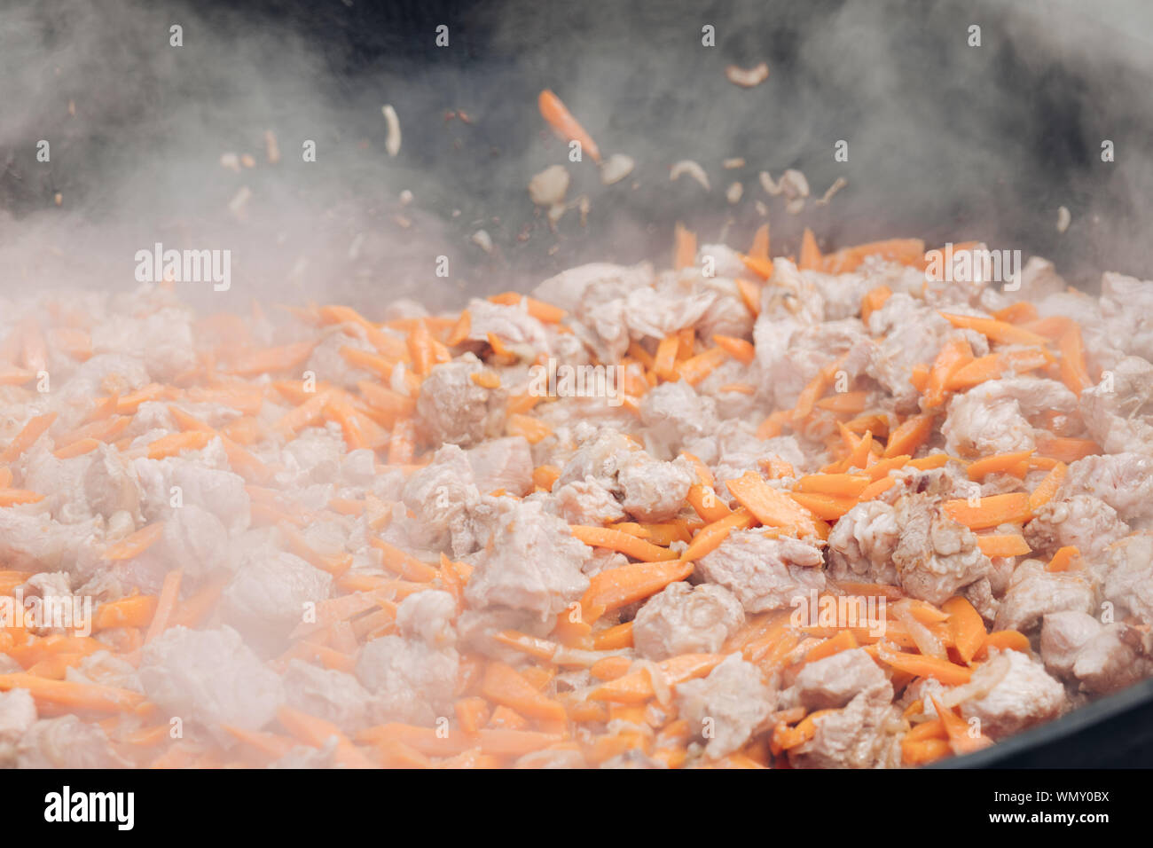 Process of cooking of delicious pilaf. Concept of cuisine and food ...