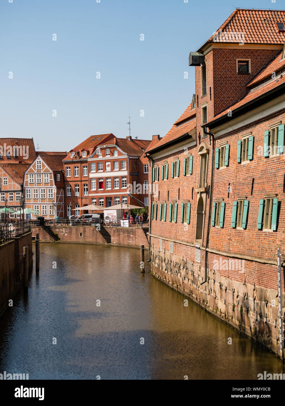 Stade, Germany - August 25, 2019: View at Schwinge River, historical ...