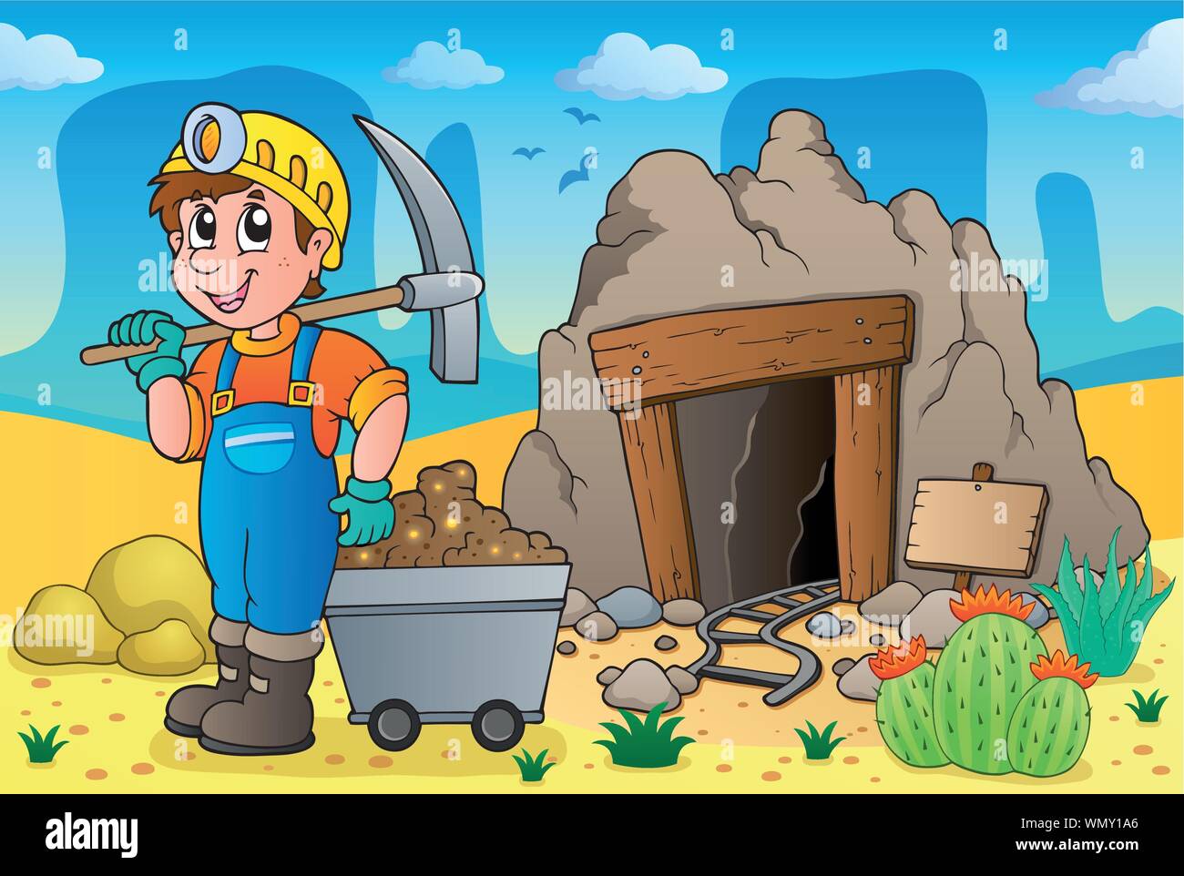 Desert with old mine theme 2 Stock Vector Image & Art - Alamy