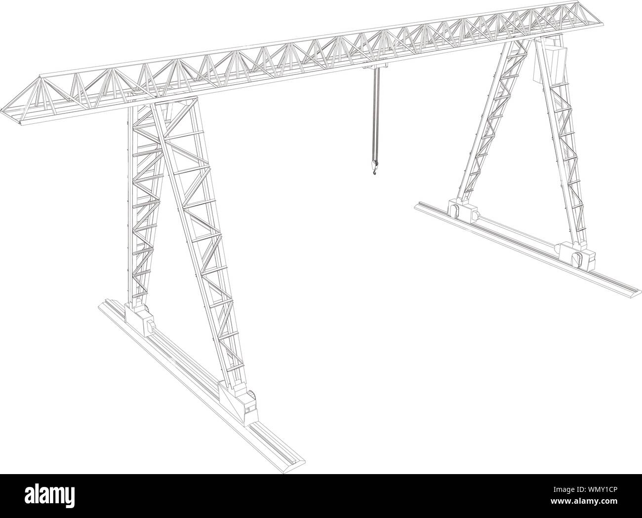 Gantry crane. Wire-frame Stock Vector Image & Art - Alamy