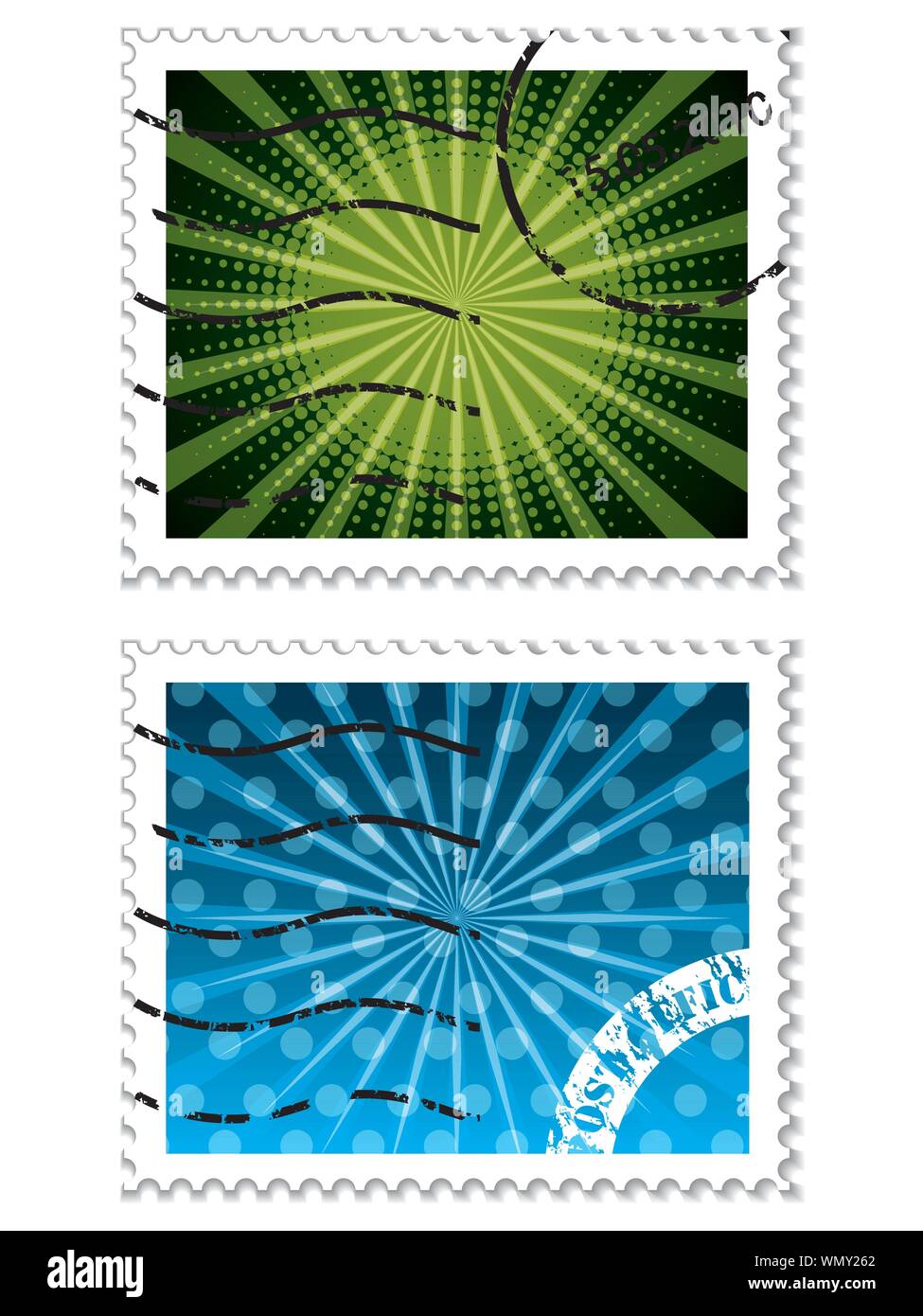 Blue green postage stamp hi-res stock photography and images - Alamy