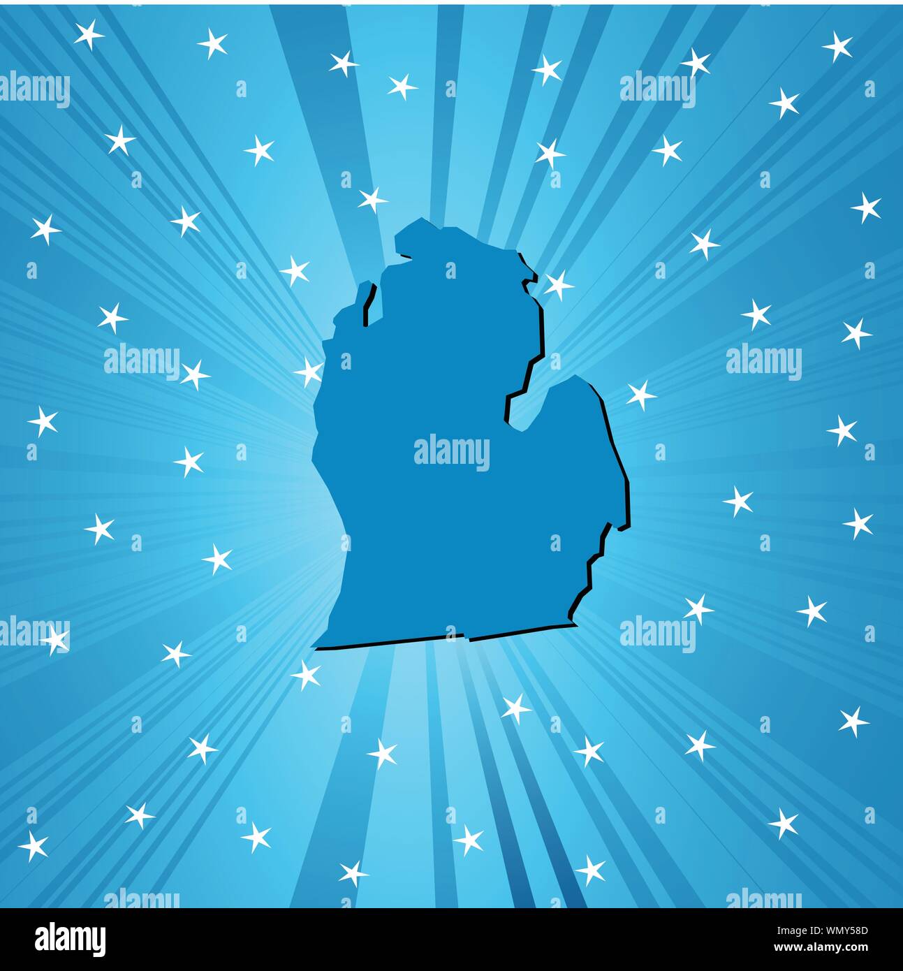 Blue Michigan map Stock Vector Image & Art - Alamy