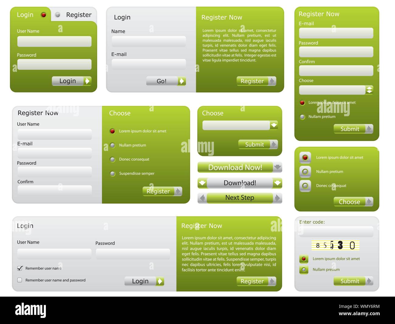 Various green website form set Stock Vector Image & Art - Alamy