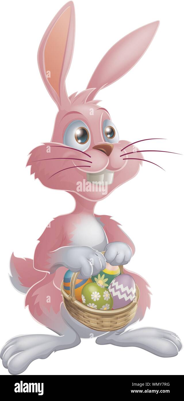 Pink Easter bunny with eggs Stock Vector Image & Art - Alamy