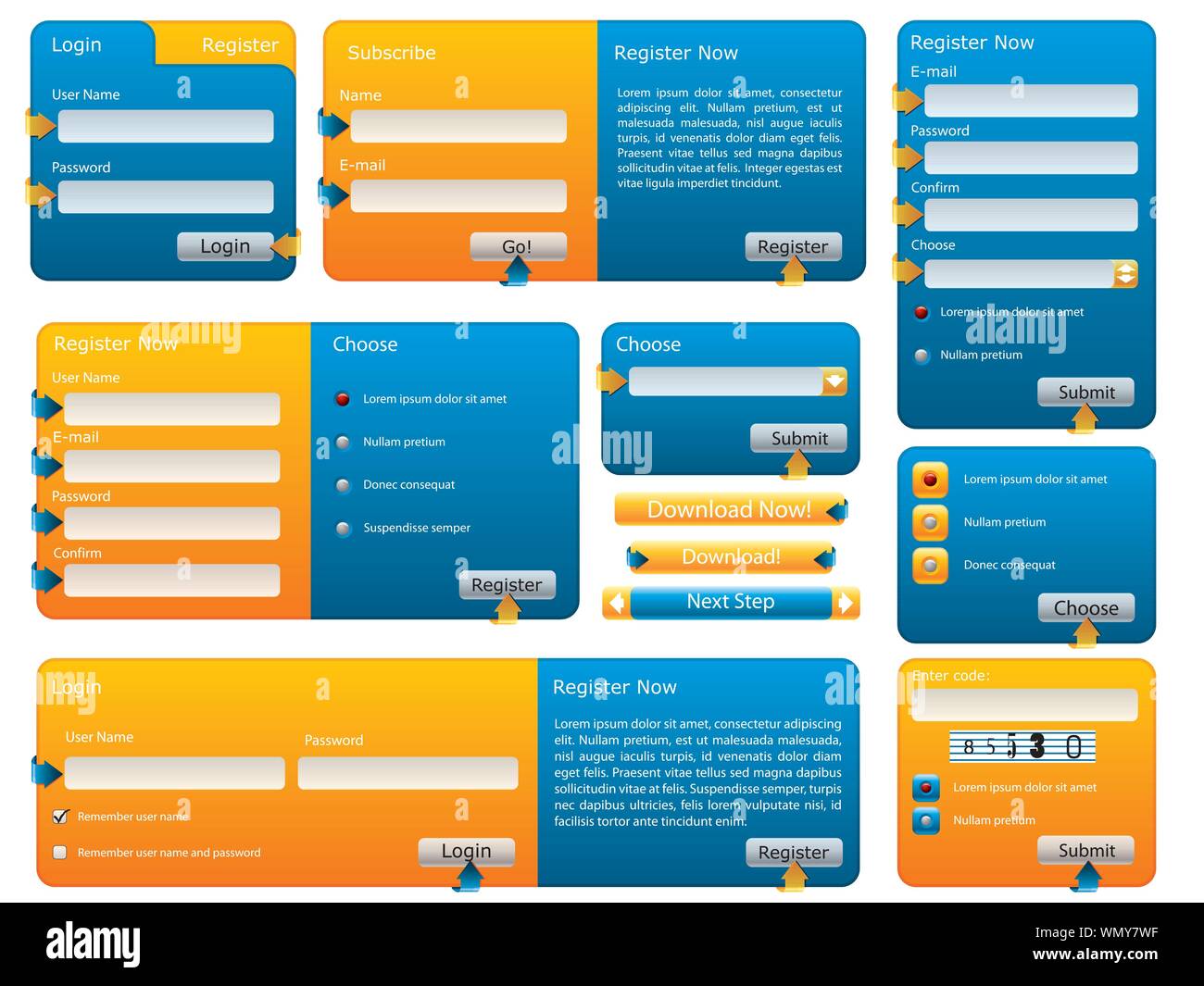 Various blue and orange website form set Stock Vector Image & Art - Alamy
