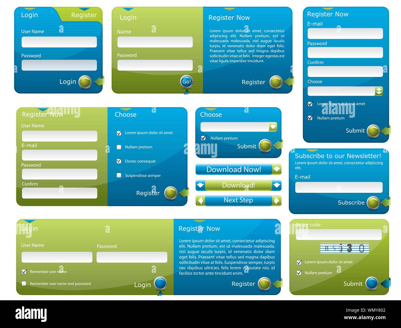 Blue and green web form template Stock Vector Image & Art - Alamy