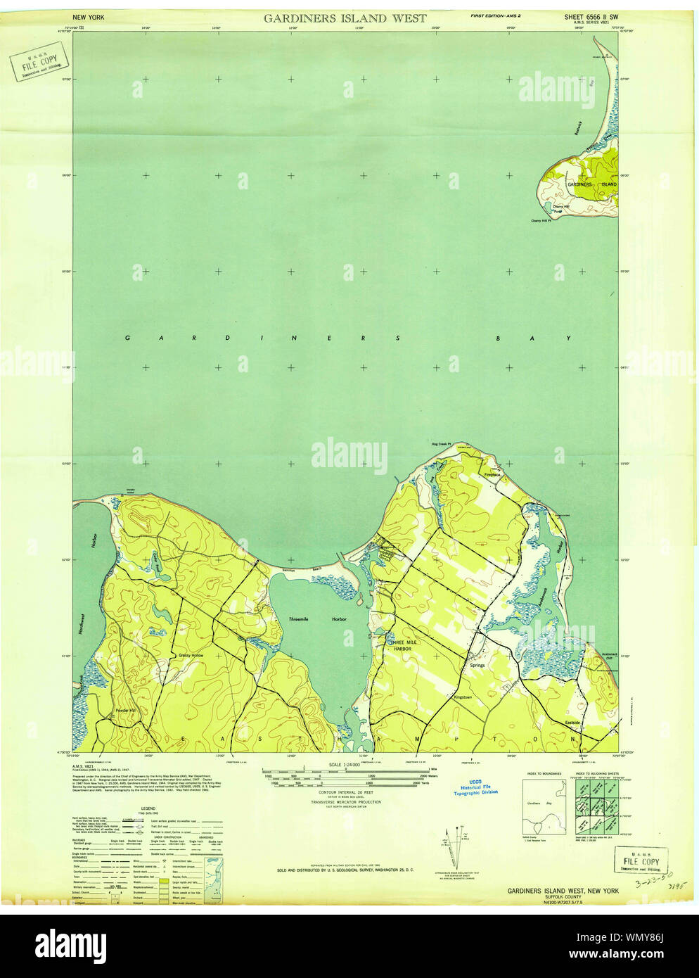New York NY Gardiners Island West 129469 1944 24000 Restoration Stock ...