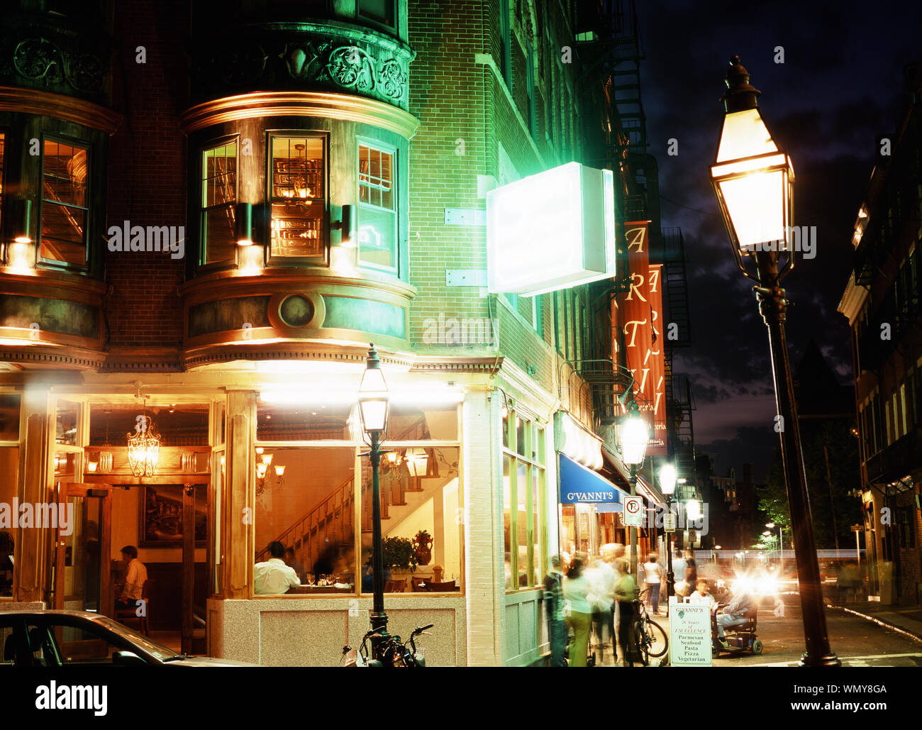 Boston's Italian North End at night Stock Photo - Alamy