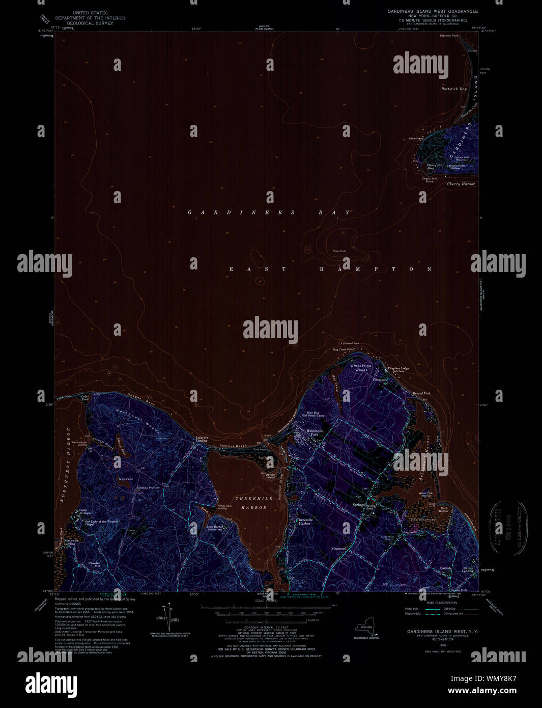 New York NY Gardiners Island West 137220 1956 24000 Inverted ...