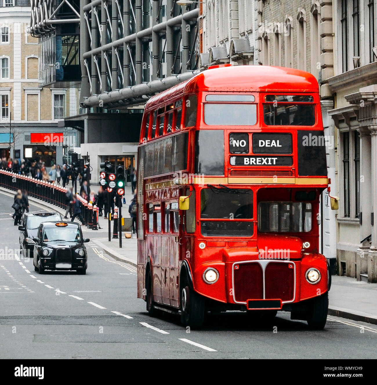 Heritage Routemaster Bus operating in a busy Central London street with ...
