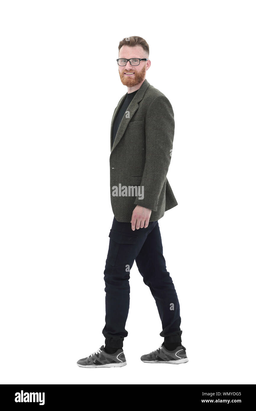 business man stepping forward . isolated on white Stock Photo - Alamy