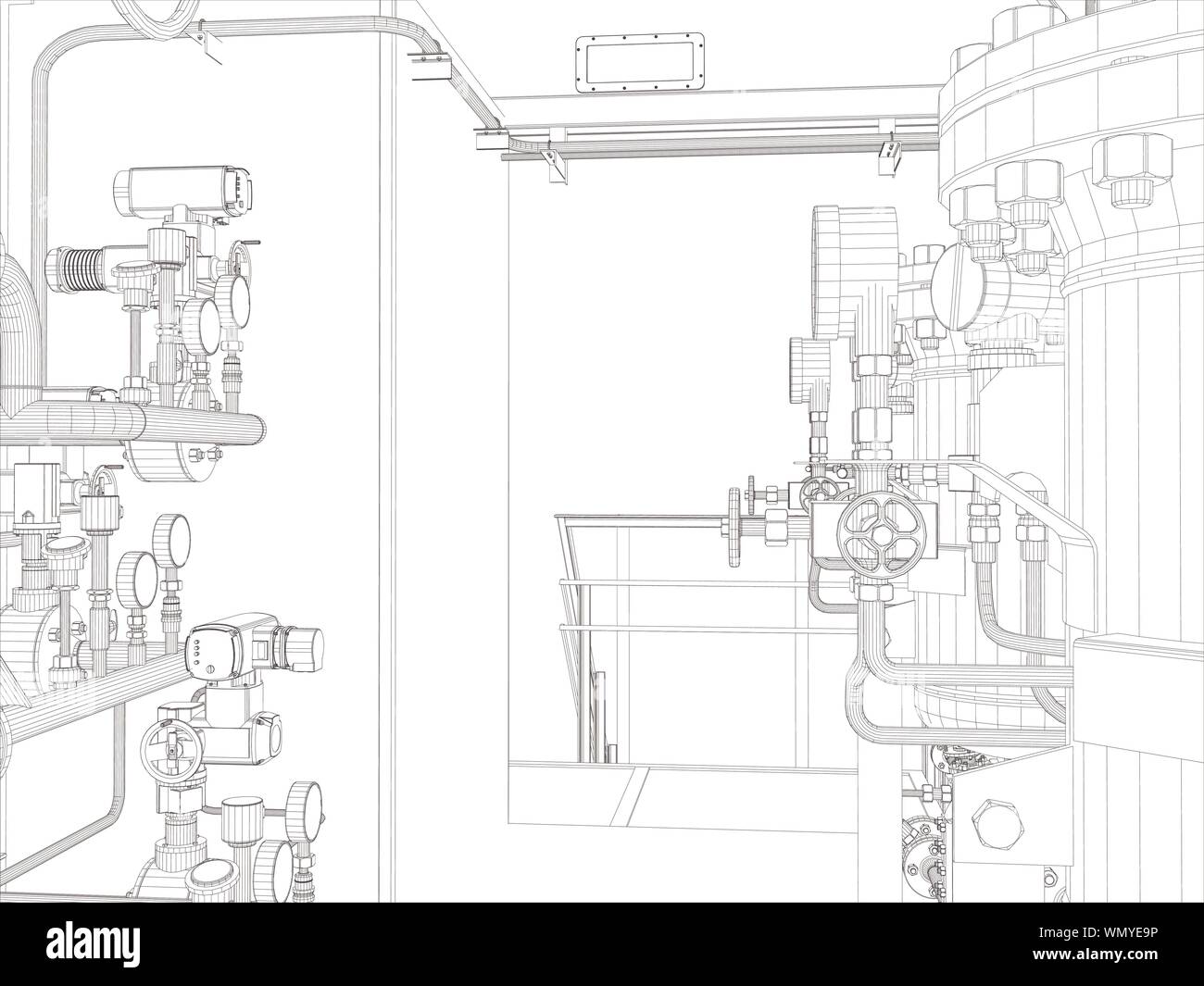 Industrial equipment wire frame Stock Vector Images - Alamy