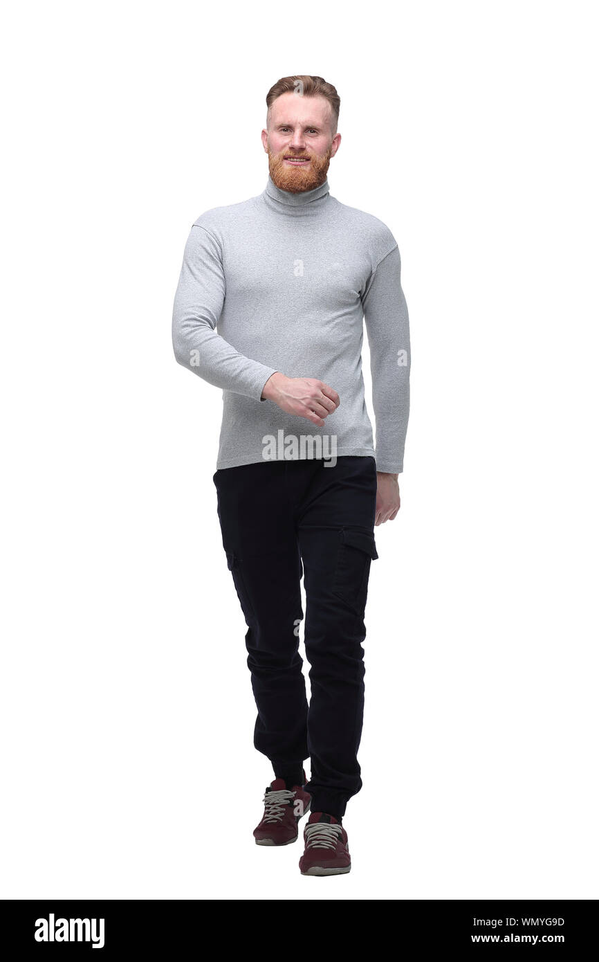 rear view. a young man in white looking forward Stock Photo - Alamy