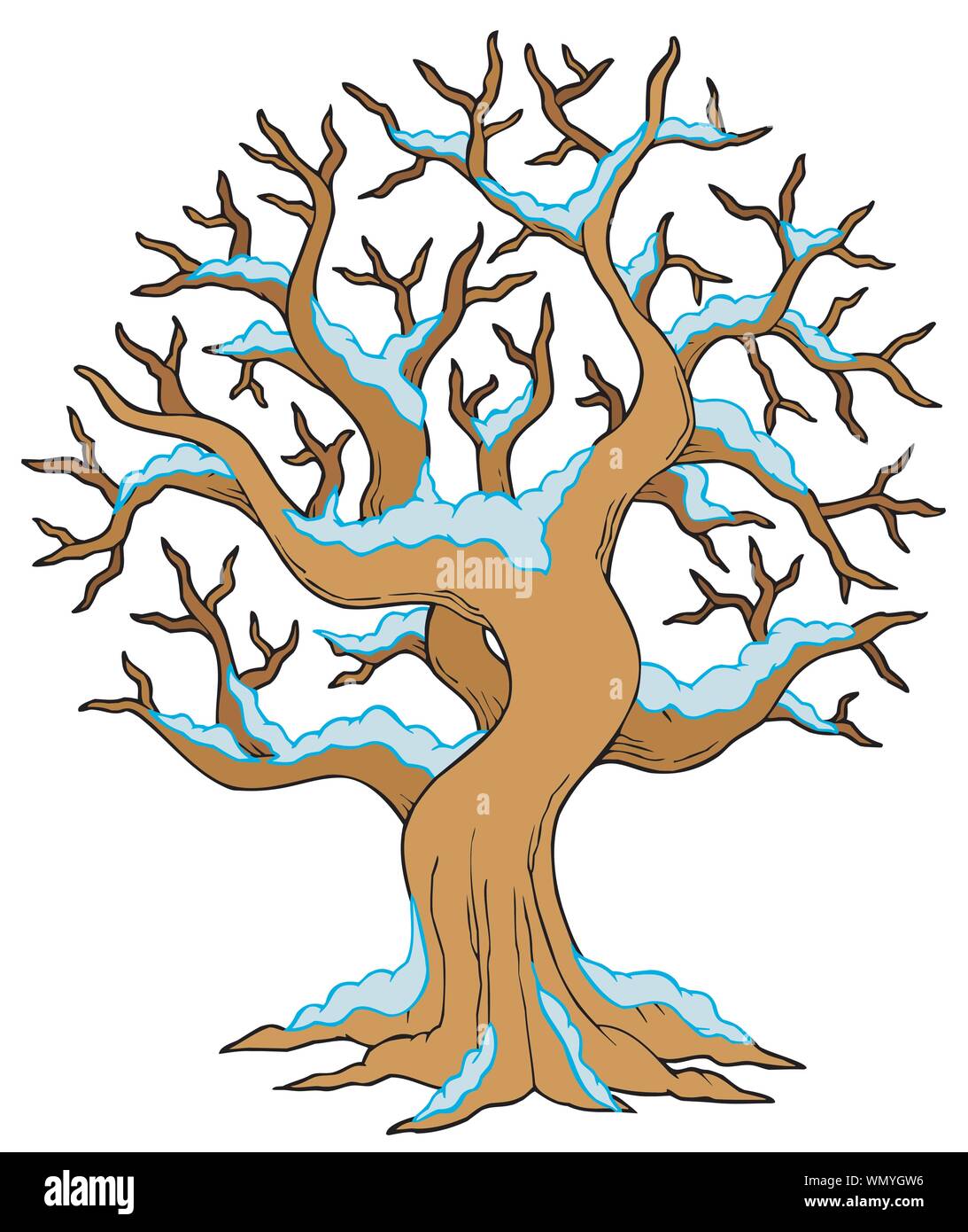 Big tree in snow Stock Vector Images - Alamy