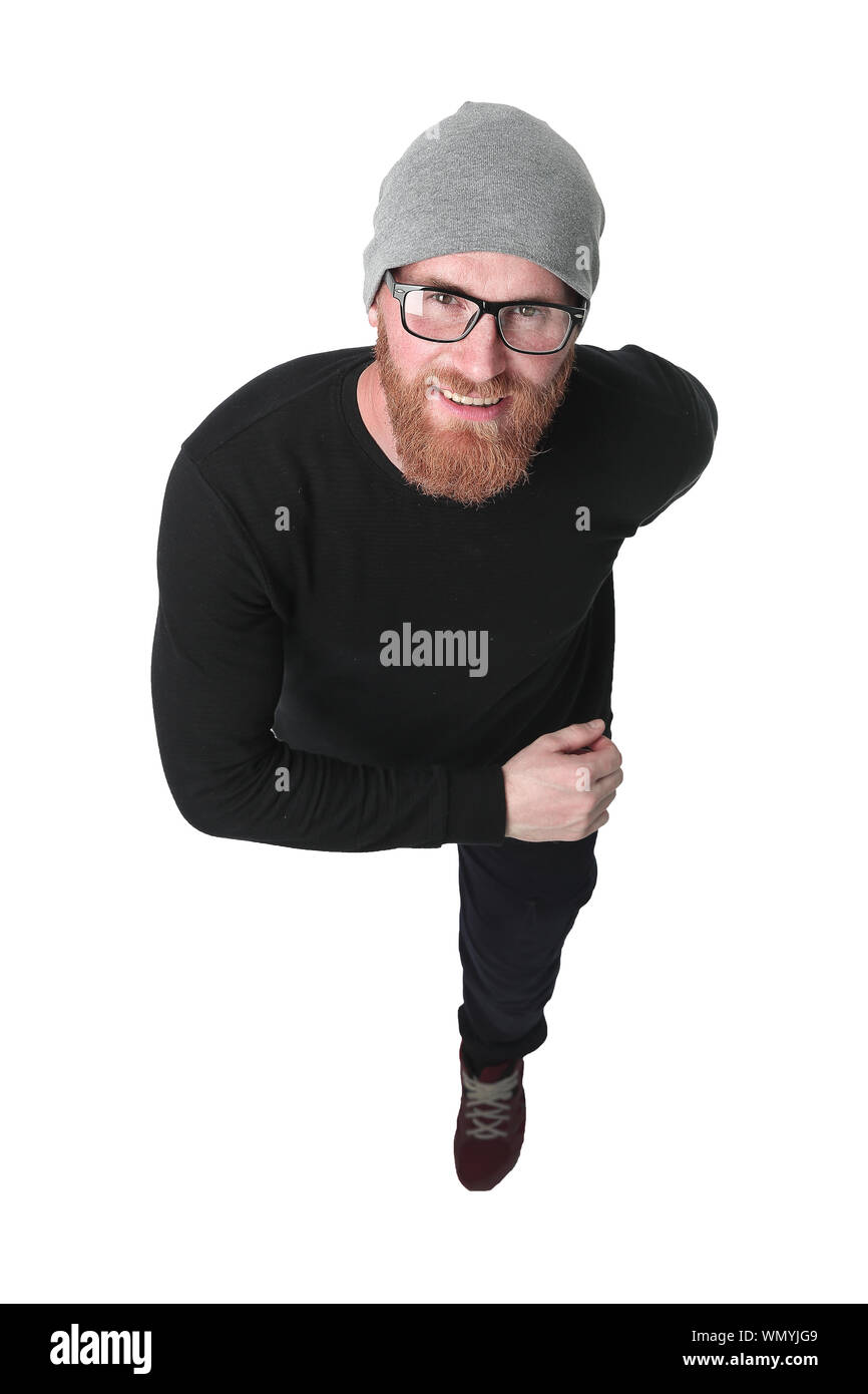 top view. optimistic modern man looking at the camera Stock Photo - Alamy