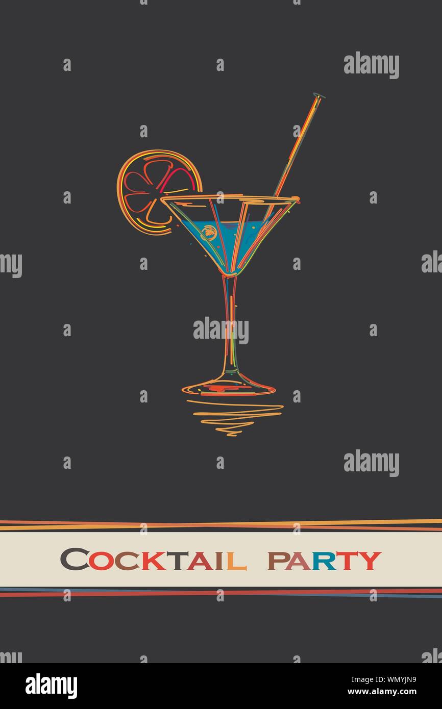 Blue line cocktail logo Stock Vector Images - Alamy