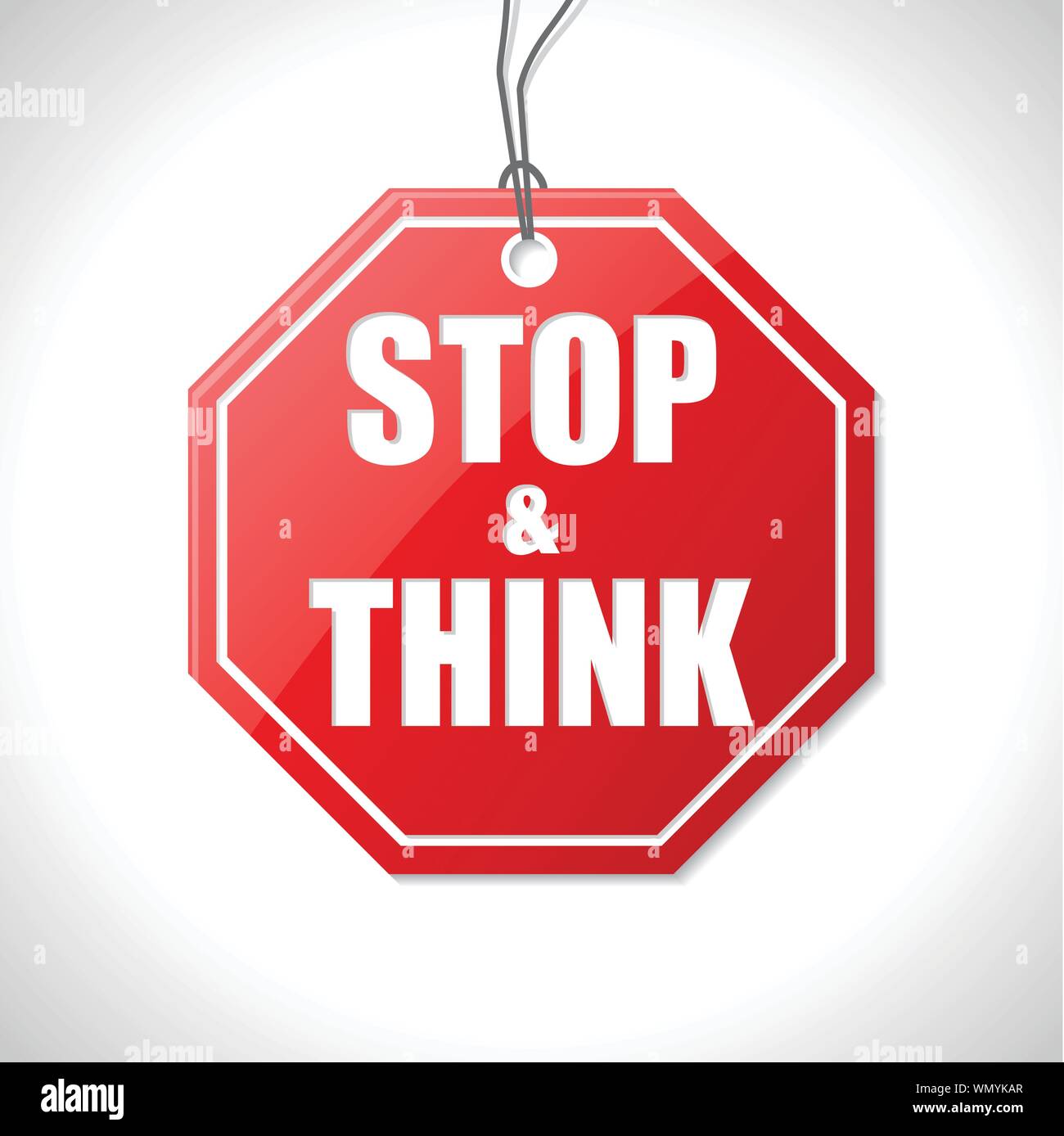 Stop and think label Stock Vector Image & Art - Alamy
