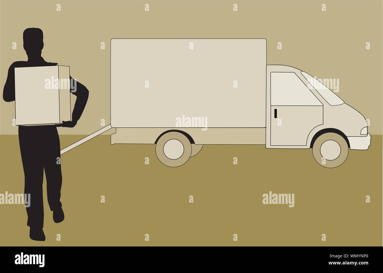 Man shipping box delivery Stock Vector Images - Alamy