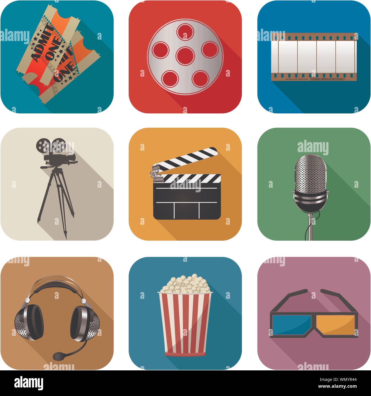 Movie and cinema icons Stock Vector Image & Art - Alamy