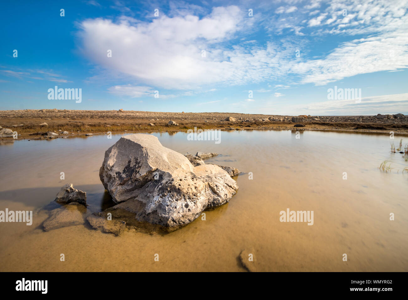 Rocks and stones on the beach of Lady Richardson Bay at the southwest ...