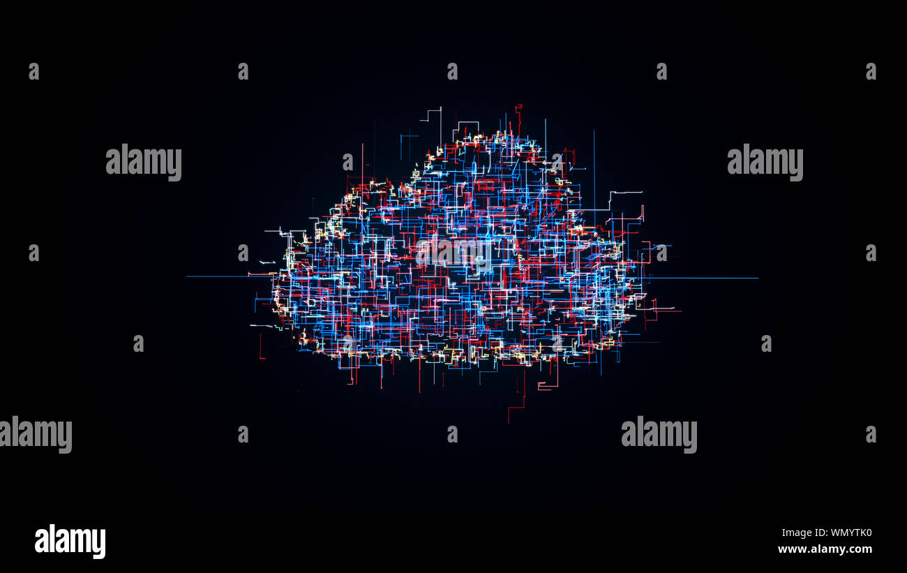 Cloud computing symbol, random lines creating cloud shape, 3D ...