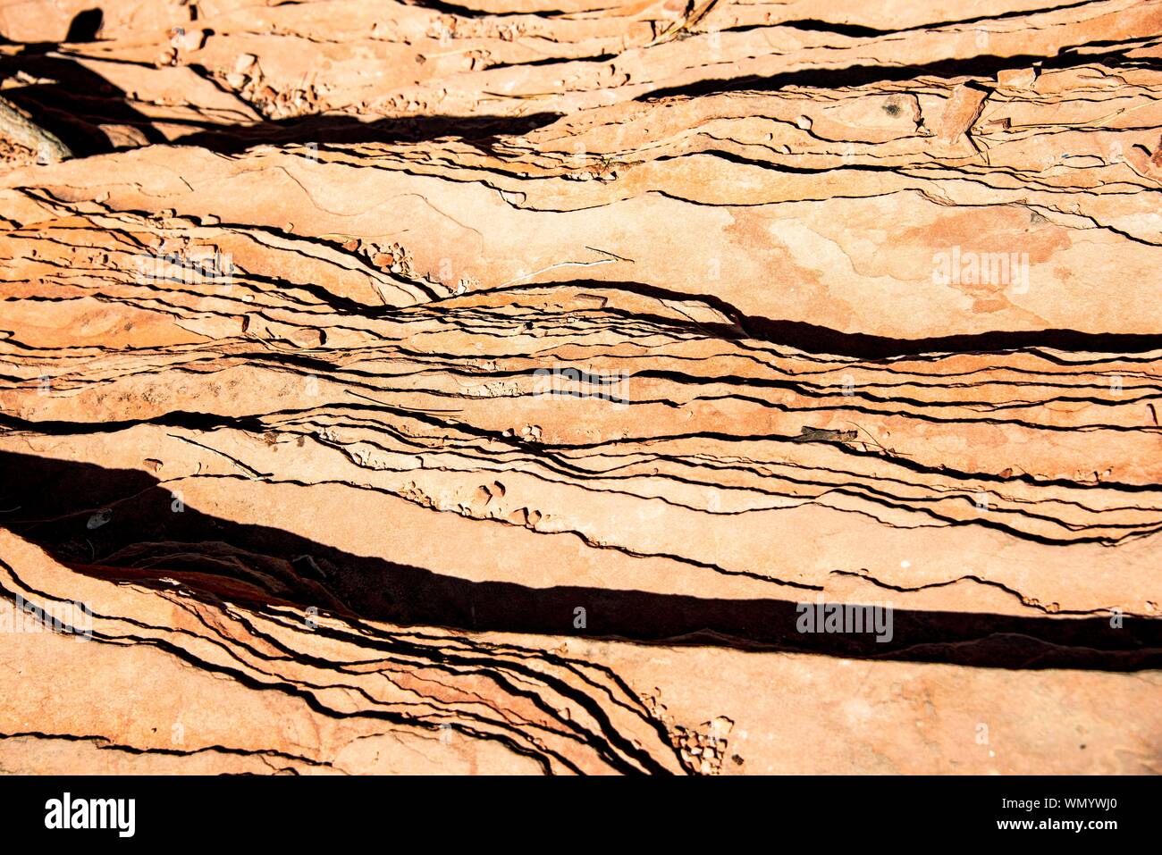 Rock layers, sandstone rocks, structure, detail, Zion National Park ...