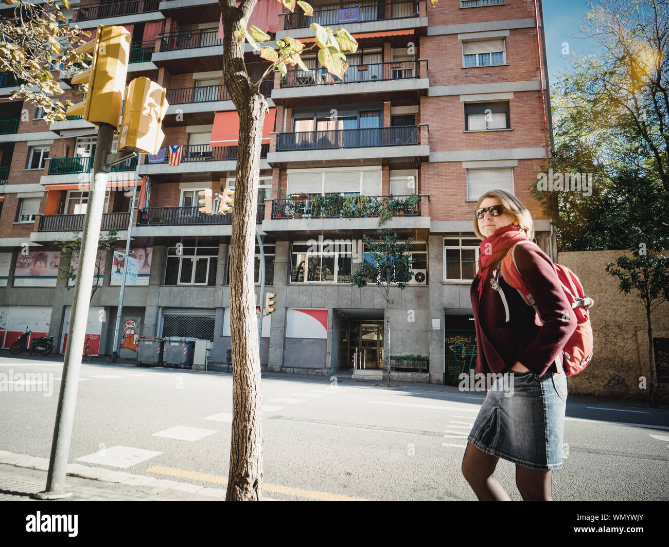 Barcelona, Spain - Nov 13, 2017: Side view of young beautiful Spanish ...