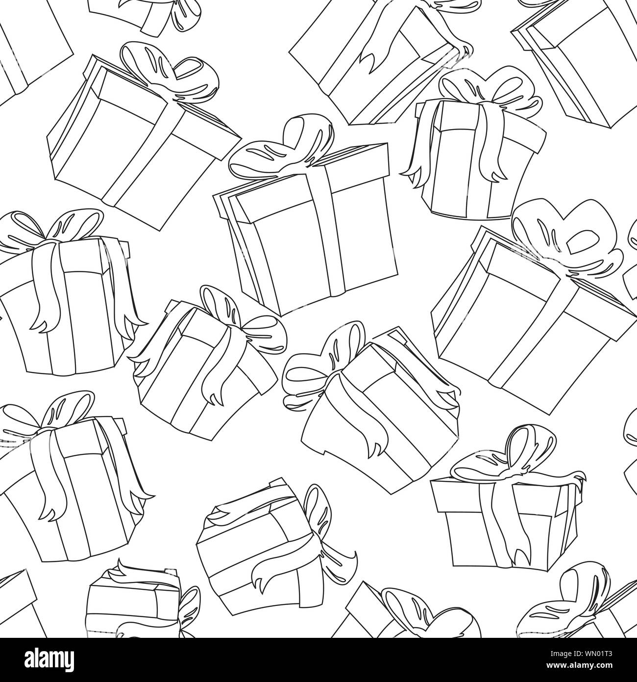 Seamless pattern of presents with Black and White Stock Photos & Images ...