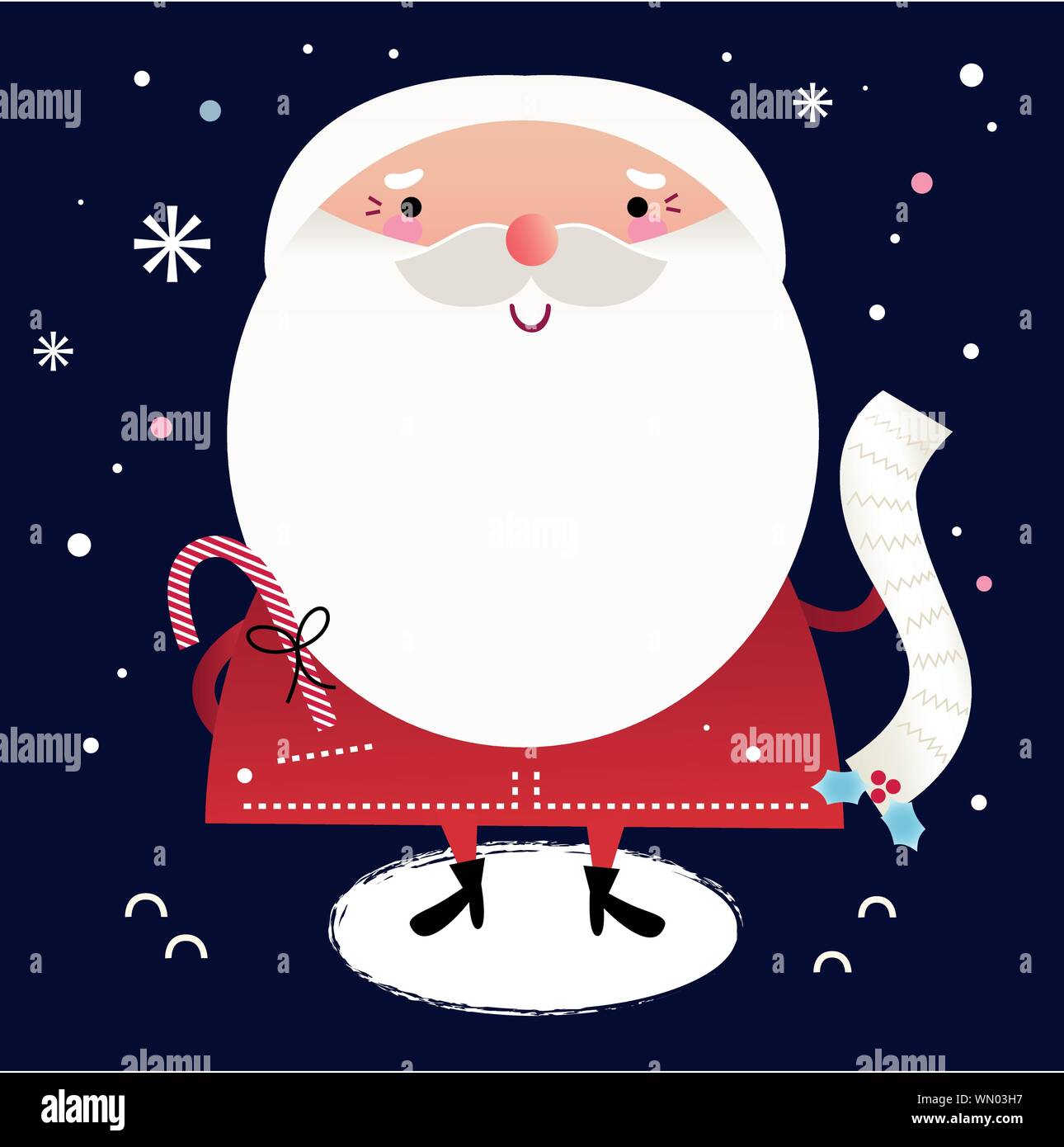 Beautiful cute Santa with delivery note on dark blue background Stock ...