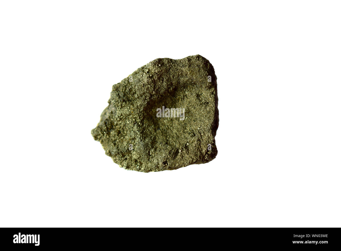 Dark grey golden mineral stone isolated on white background Stock Photo ...
