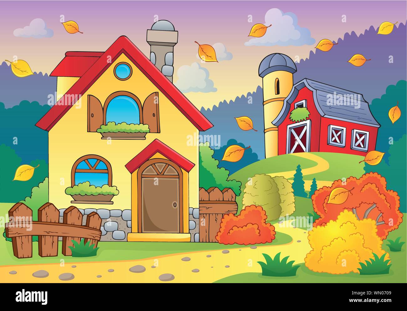 Autumn theme with house 1 Stock Vector Image & Art - Alamy