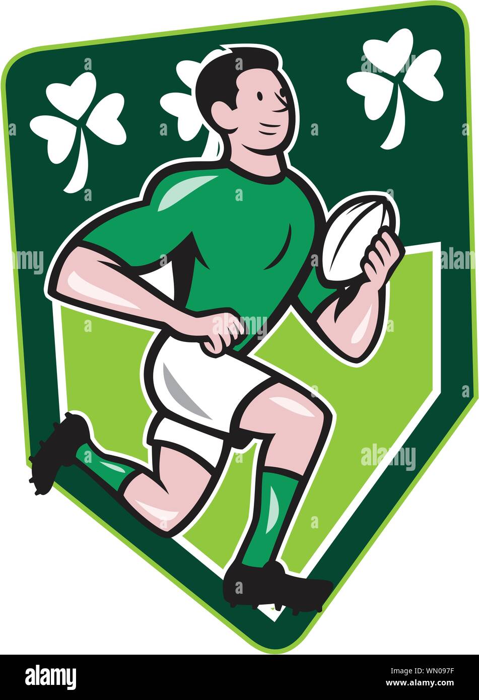 Irish Rugby Player Running Ball Shield Cartoon Stock Vector Image & Art ...