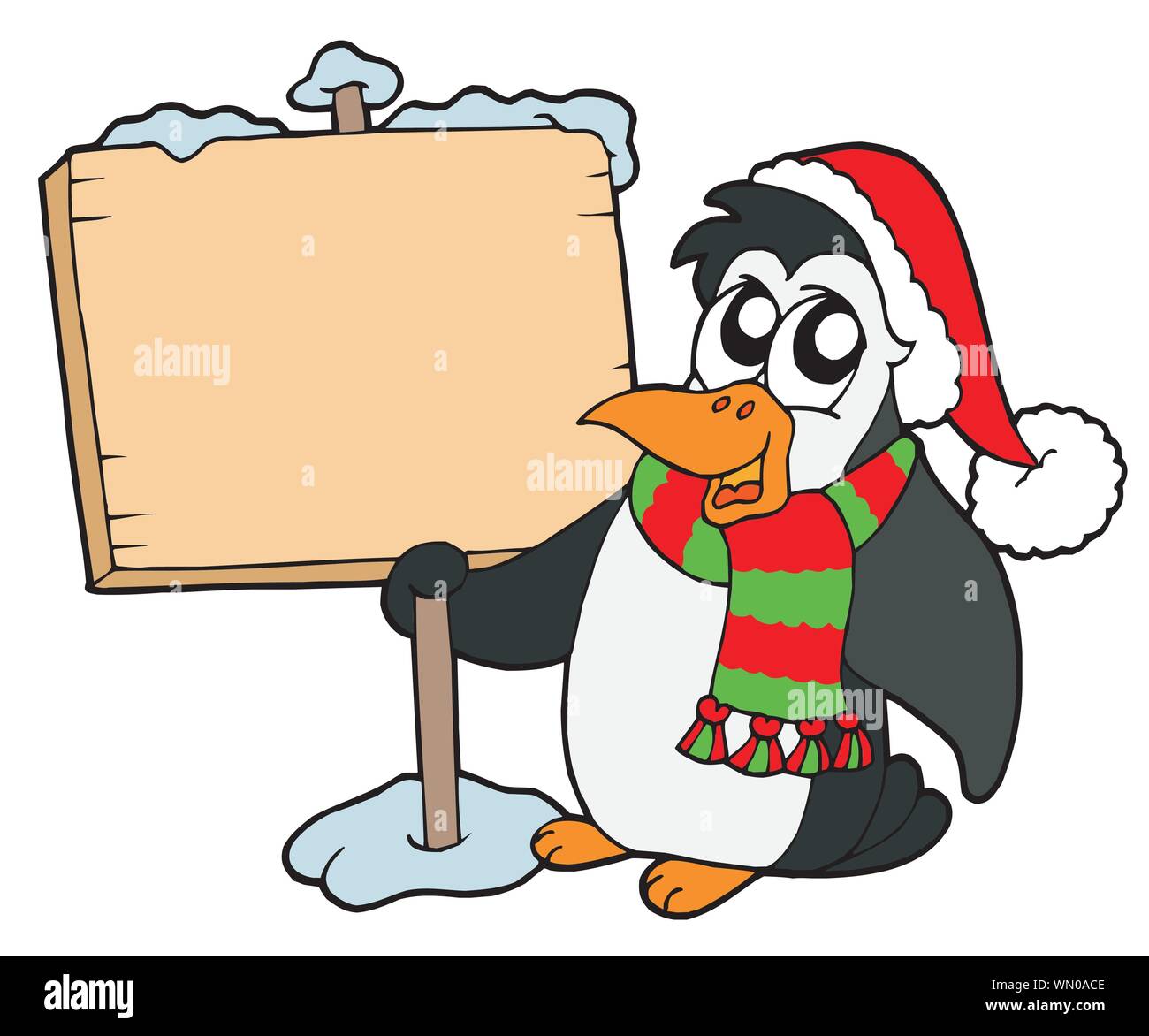 Christmas penguin with sign Stock Vector Image & Art - Alamy