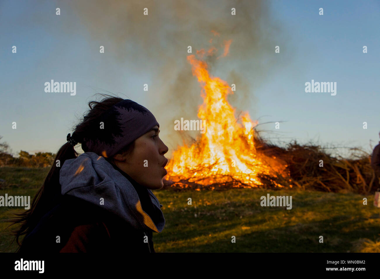 Woman blowing fire hi-res stock photography and images - Alamy