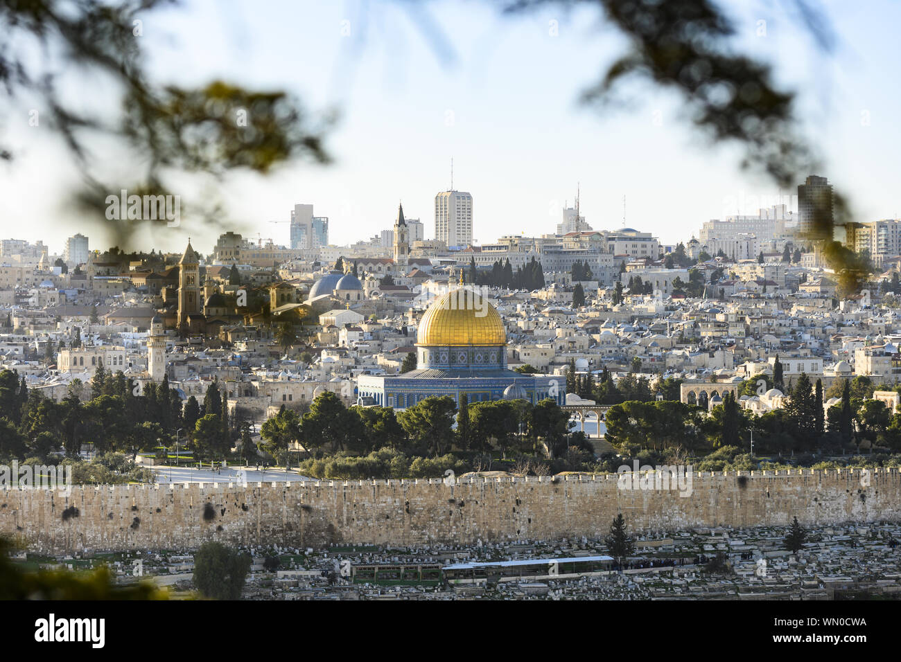 View from above, stunning view of the Jerusalem skyline with the ...