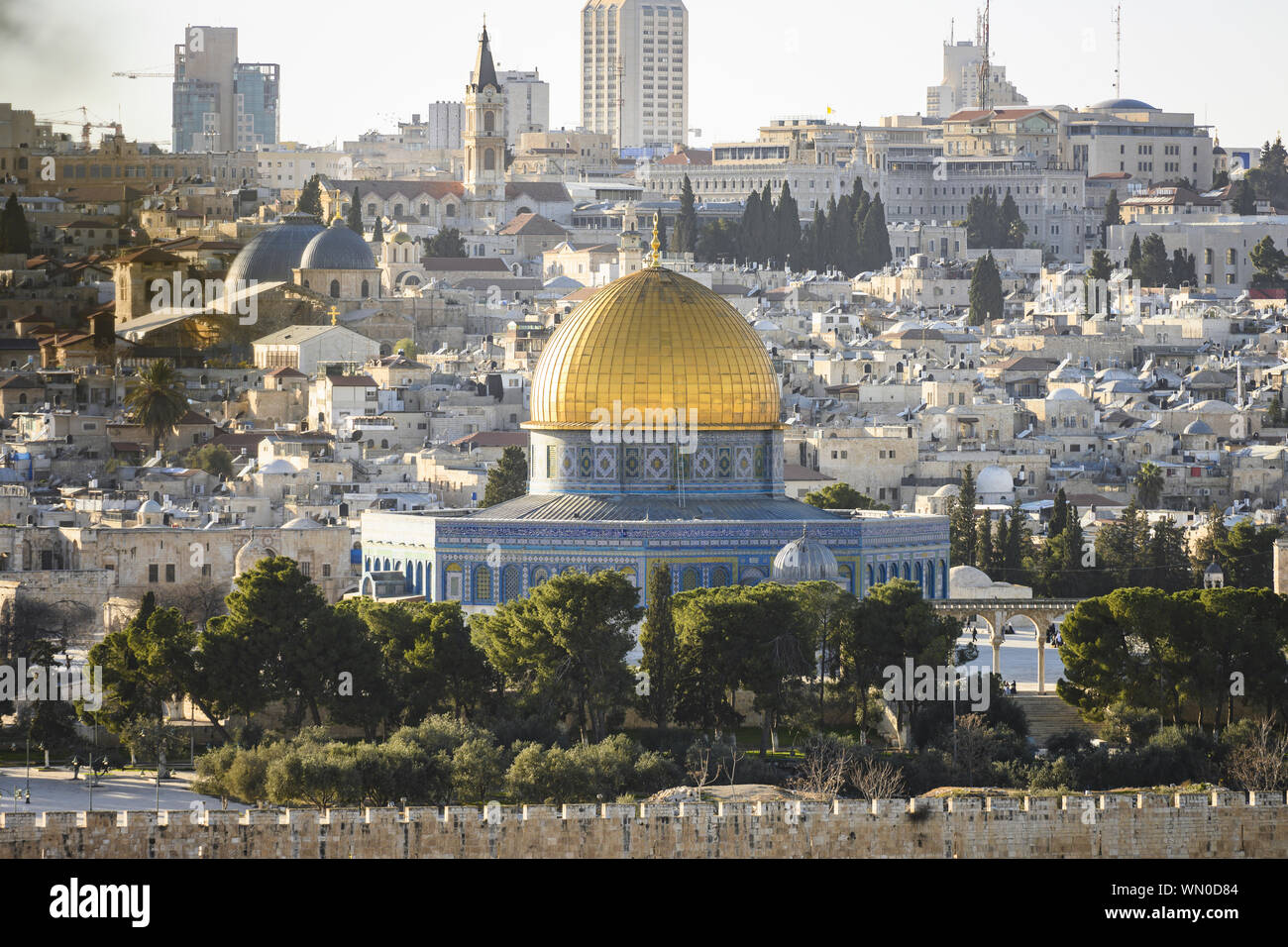 View from above, stunning view of the Jerusalem skyline with the ...