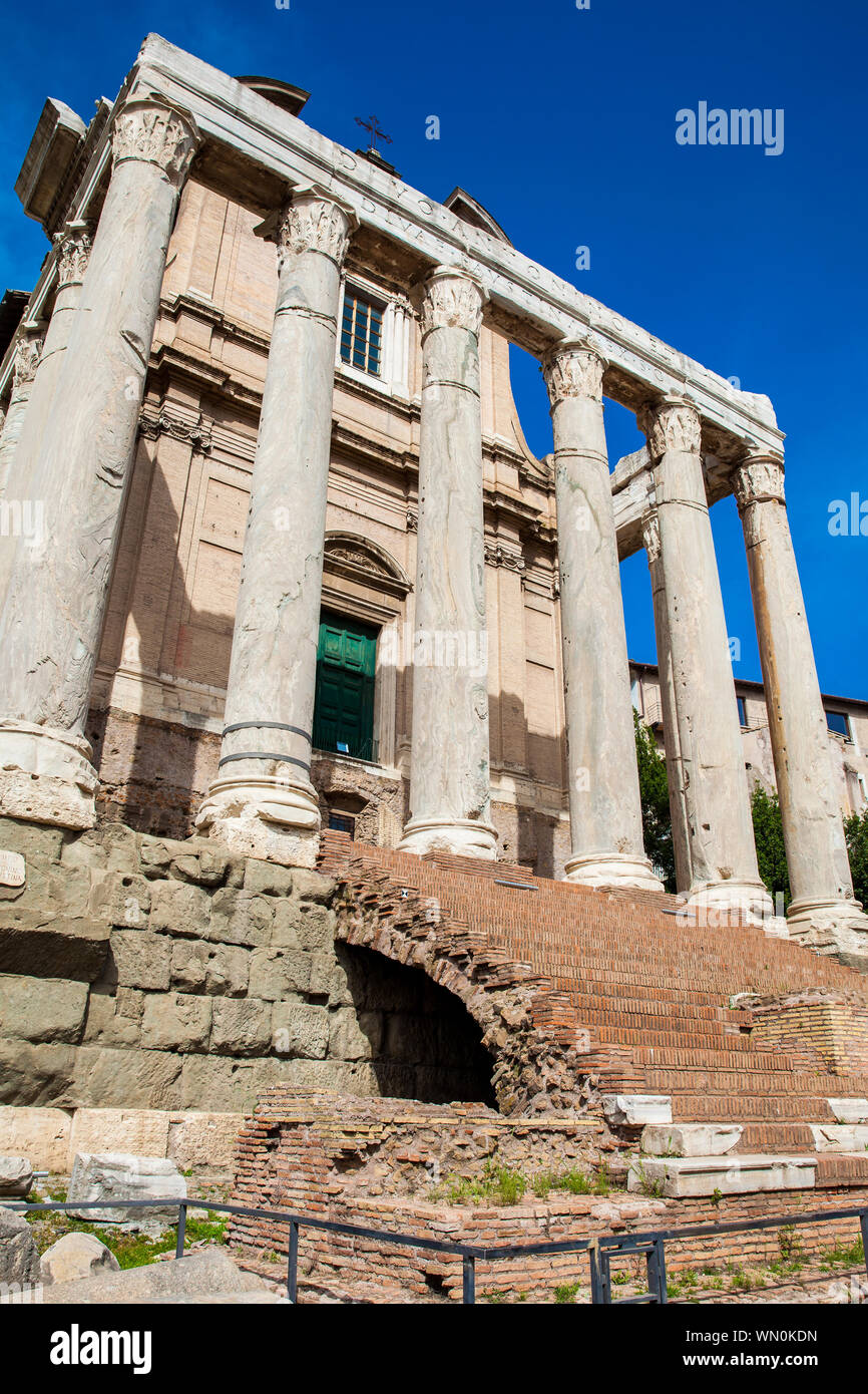 Temple of Antoninus and Faustina at the Roman Forum in Rome Stock Photo ...