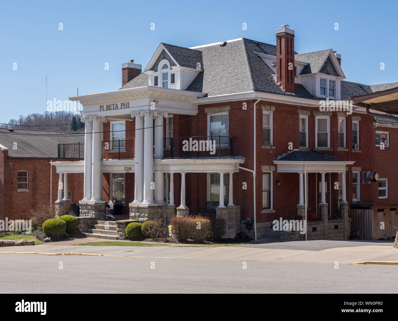 Pi Beta Phi Greek Life building at WVU in Morgantown, WV Stock Photo ...