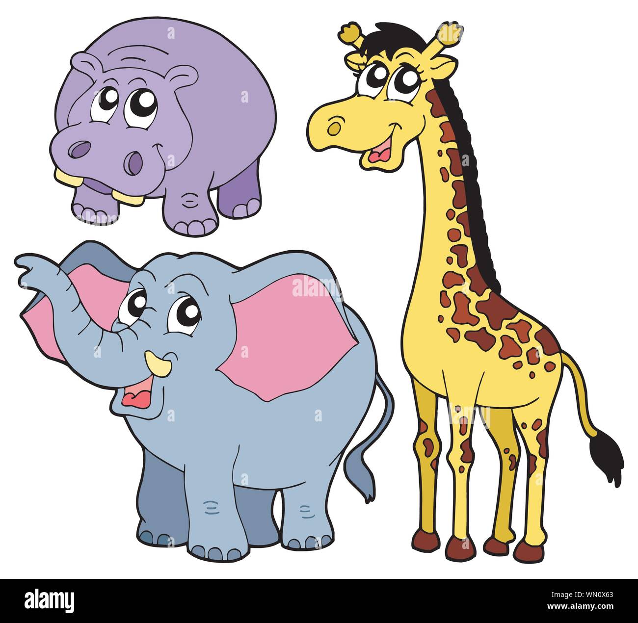 Cute hippopotamus giraffe elephant Stock Vector Images - Alamy