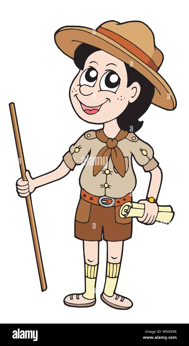 Boy scout with walking stick Stock Vector Image & Art - Alamy