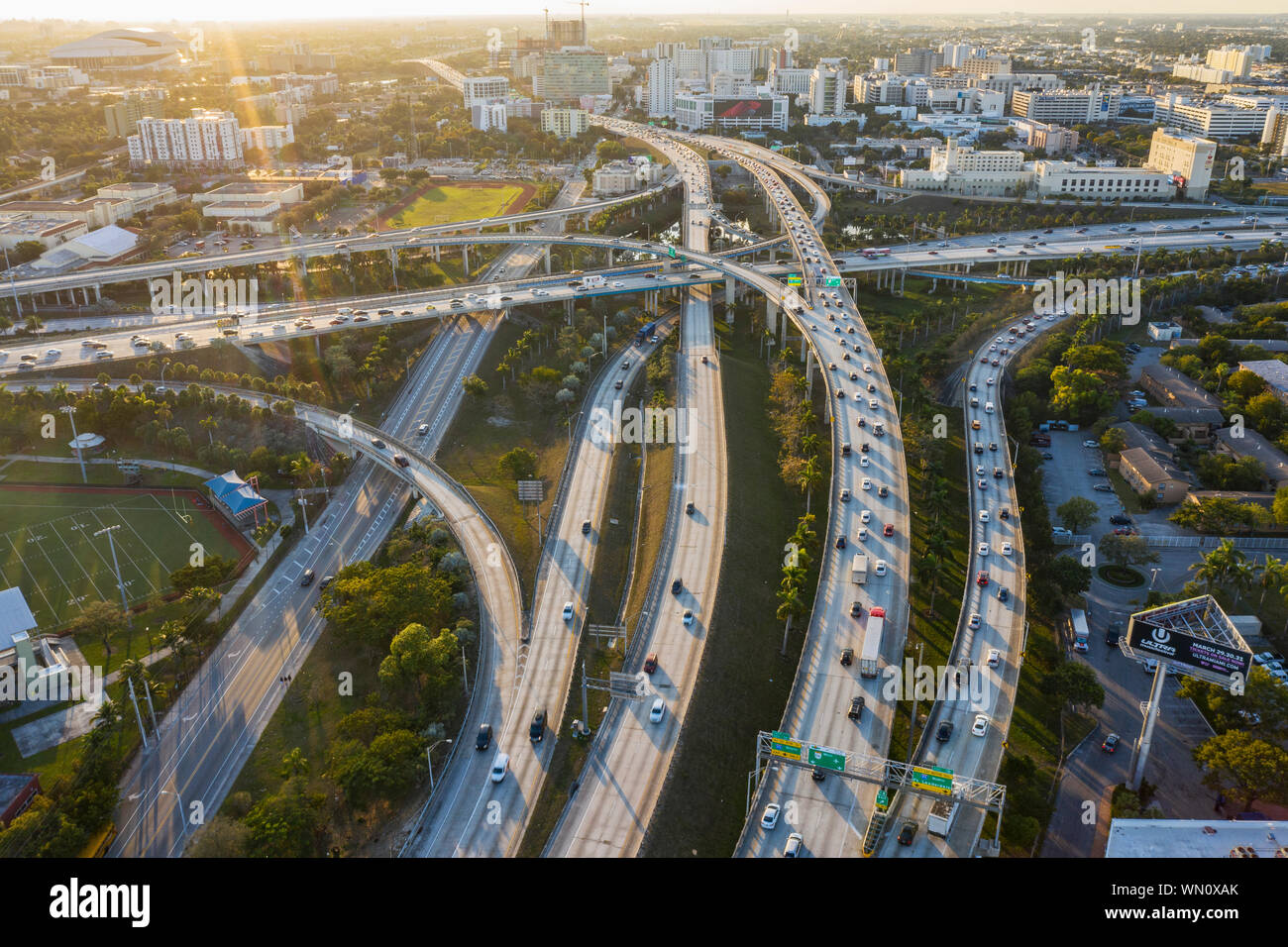 Aerial view of highways in Miami, USA Stock Photo - Alamy